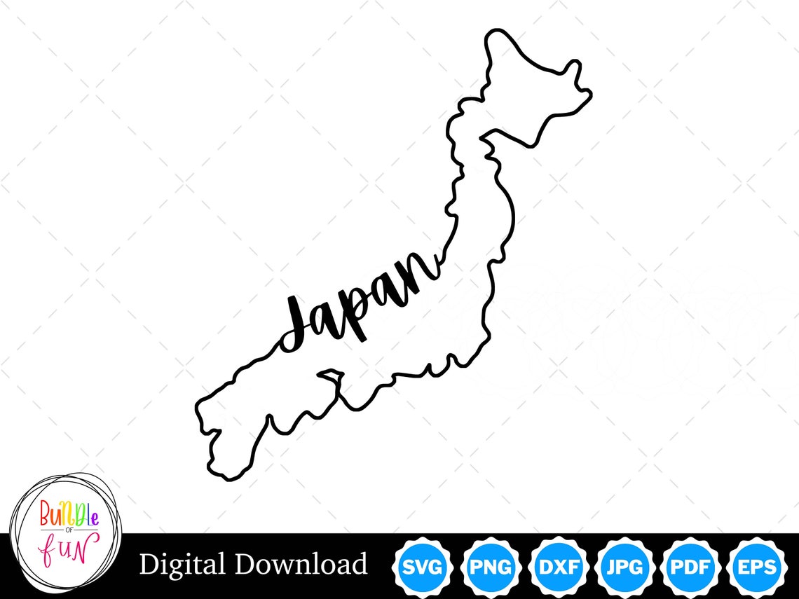 Japan Outline Design, Japan PNG, Japan SVG, Japan Cut Files, Digital ...