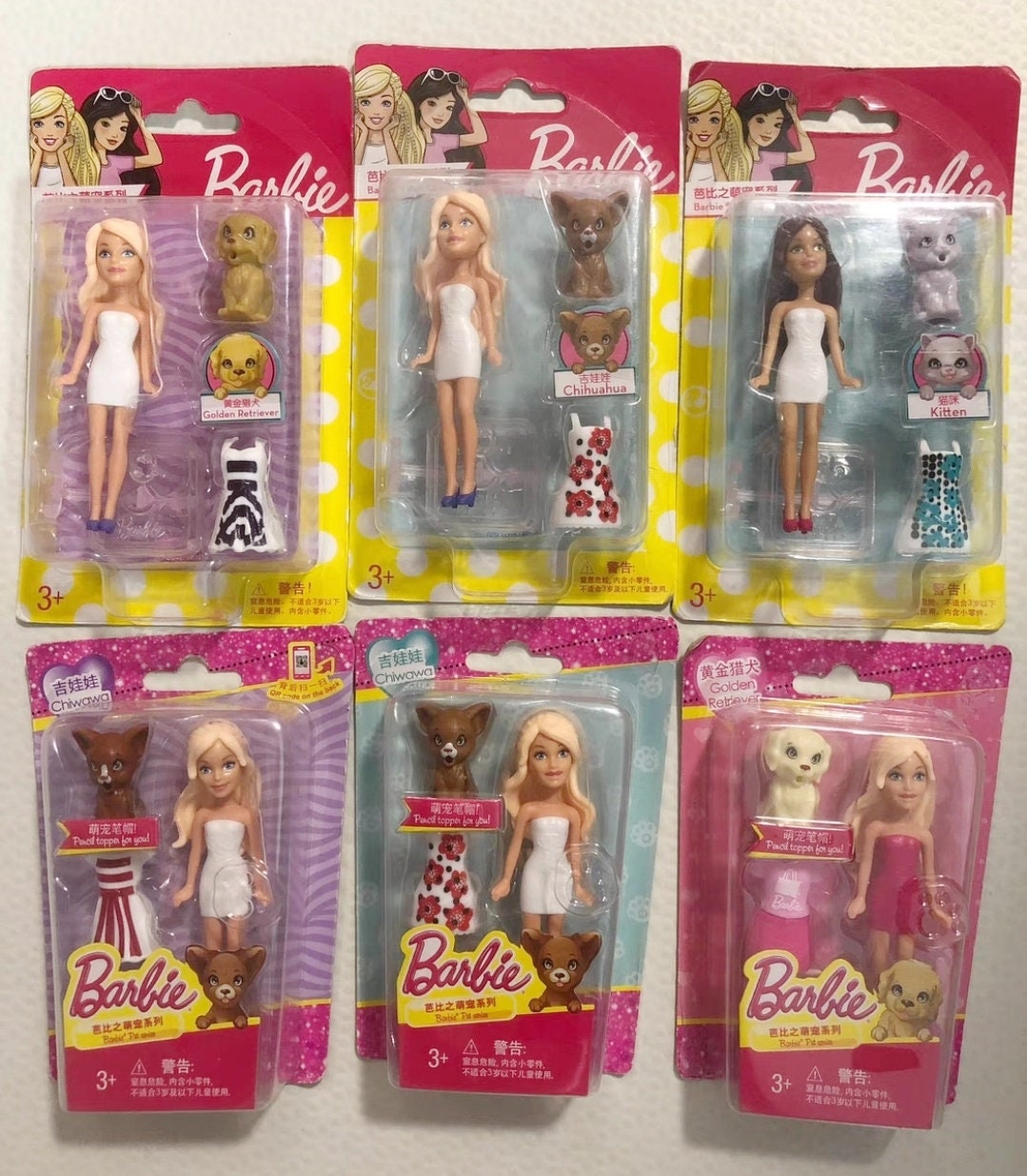 Mini Barbie Figure Mattel Barbie Pet Pencil Topper Chihuahua - Etsy