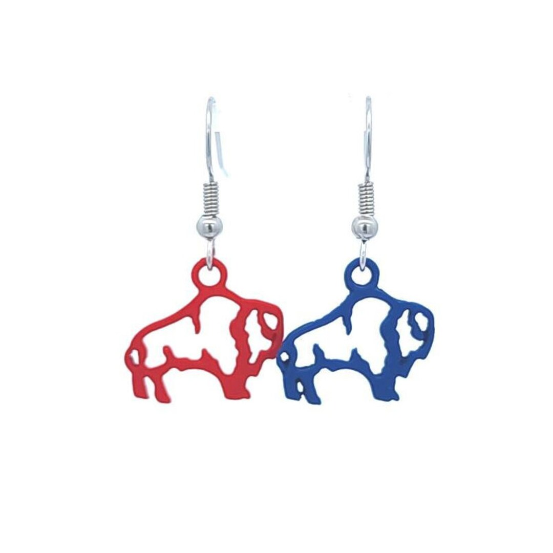 Red Blue Buffalo Charm Earrings for Buffalo Bills Mafia Fan - Etsy