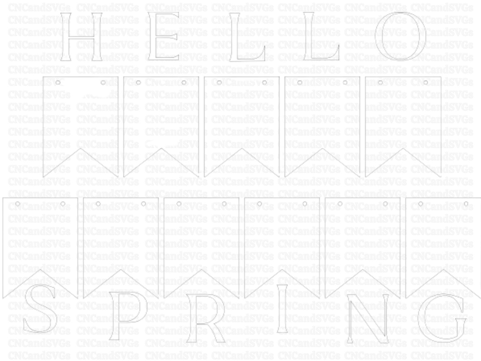 Hello Spring Pennant Banner | Spring Sign SVG | Cnc Cut File | Laser ...