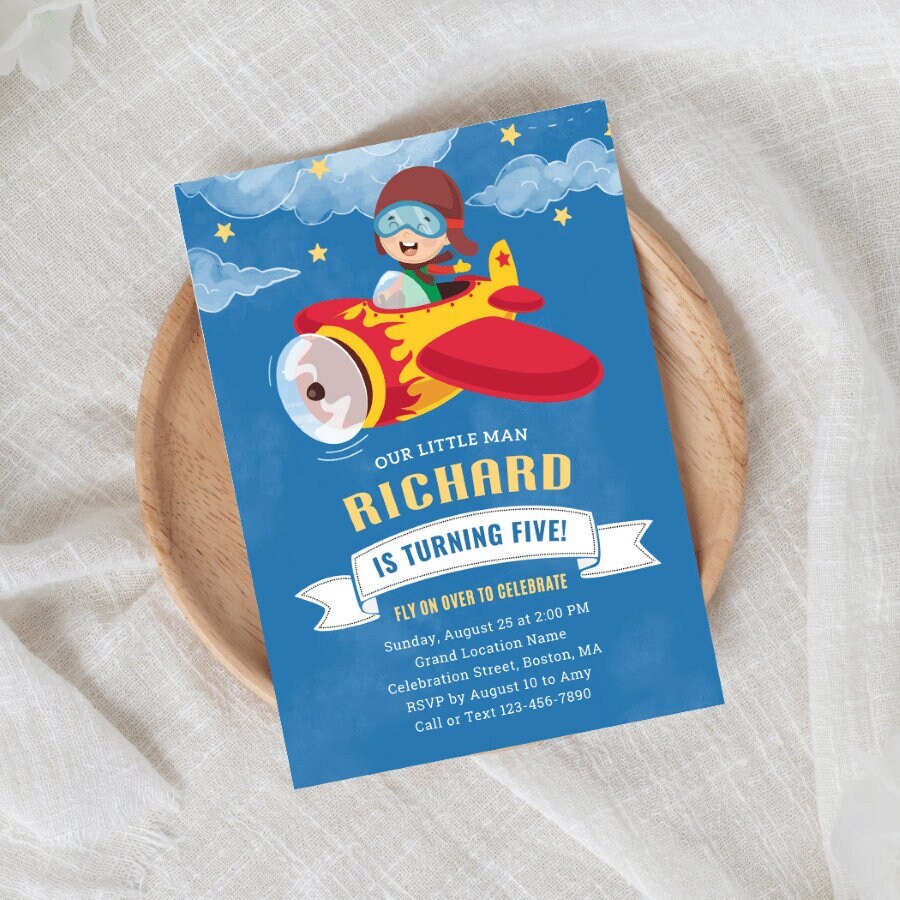 EDITABLE Airplane Birthday Invitation Template Plane Birthday Party ...