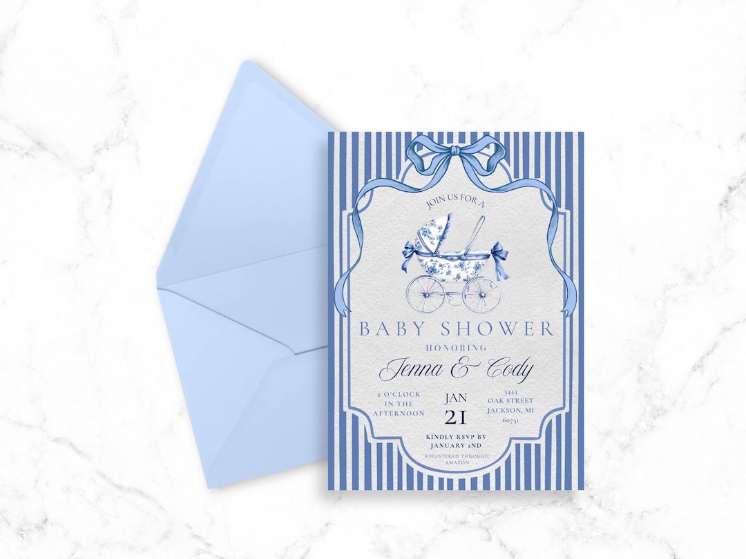 Grand Millennial Baby Shower Invitation Template, Digital Invitation ...