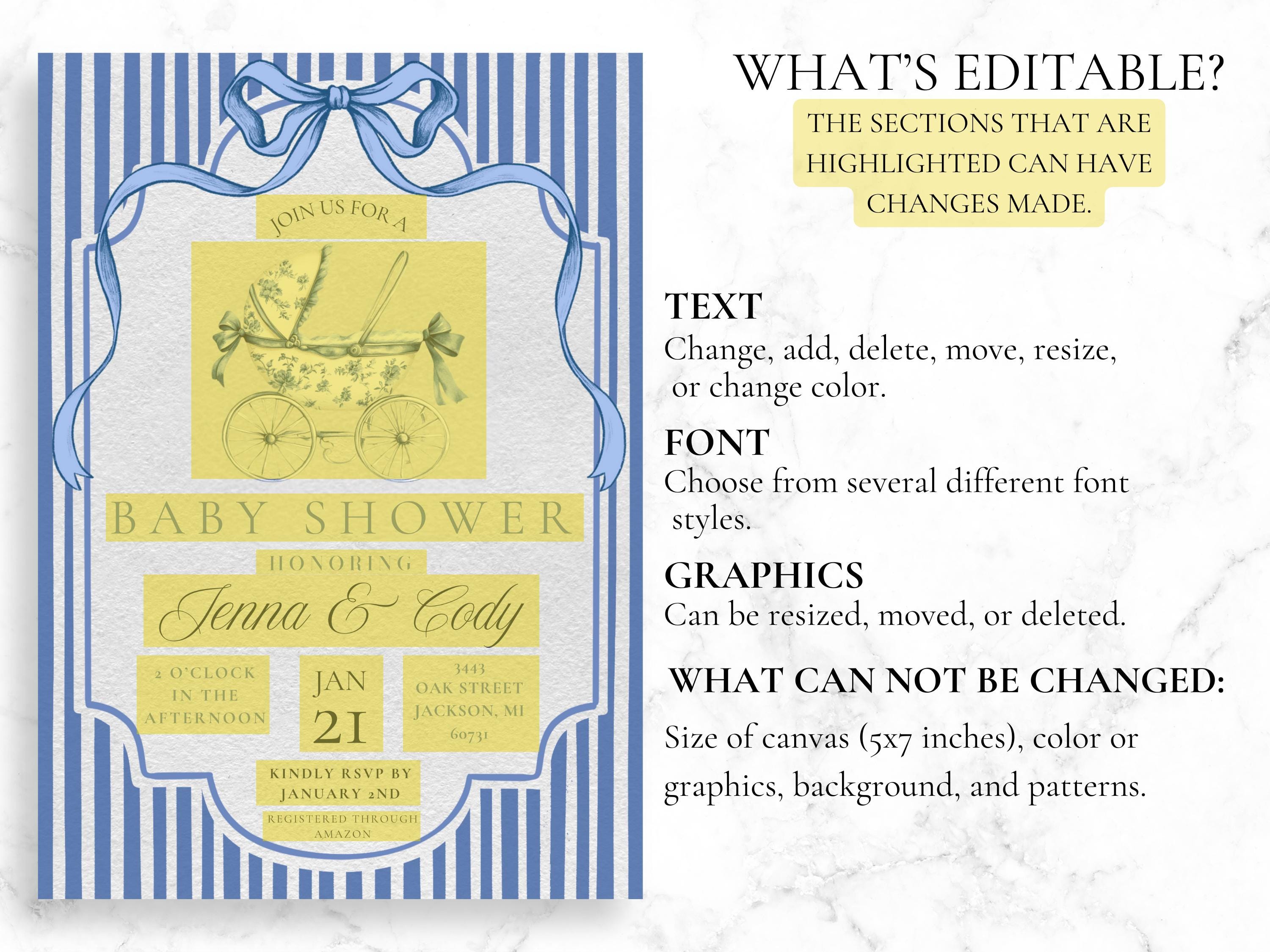 Grand Millennial Baby Shower Invitation Template, Digital Invitation ...