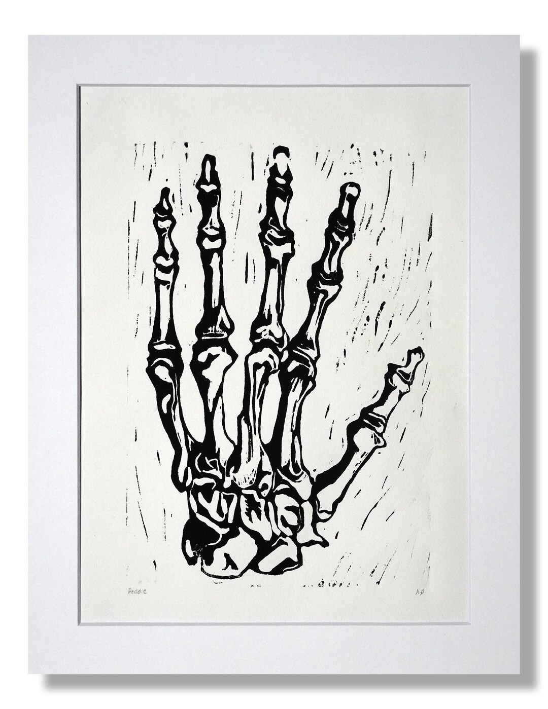 Skeleton Hand Lino Print - Etsy