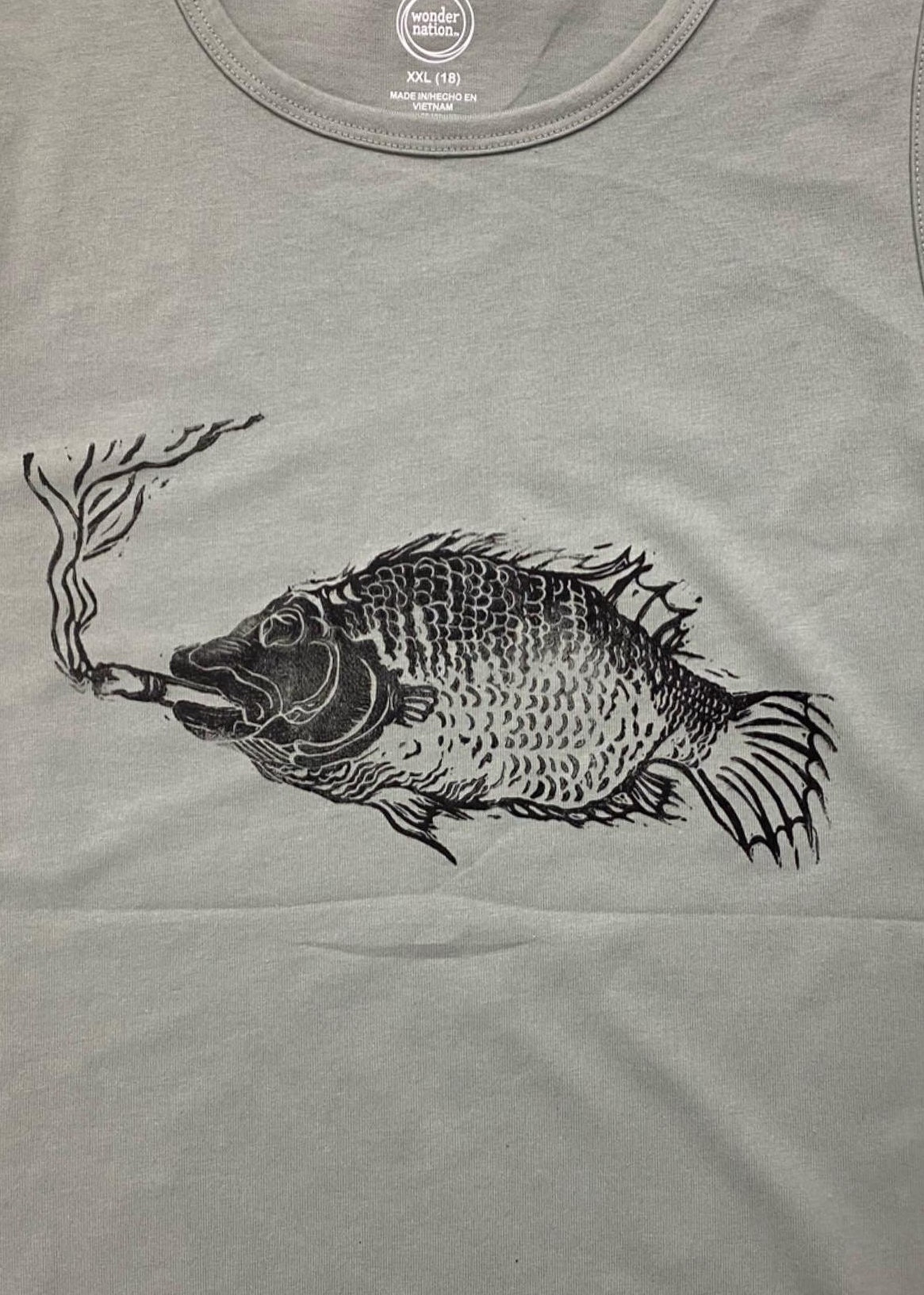 Smoking Fish Lino Print T-shirt Handmade and Printed - Etsy