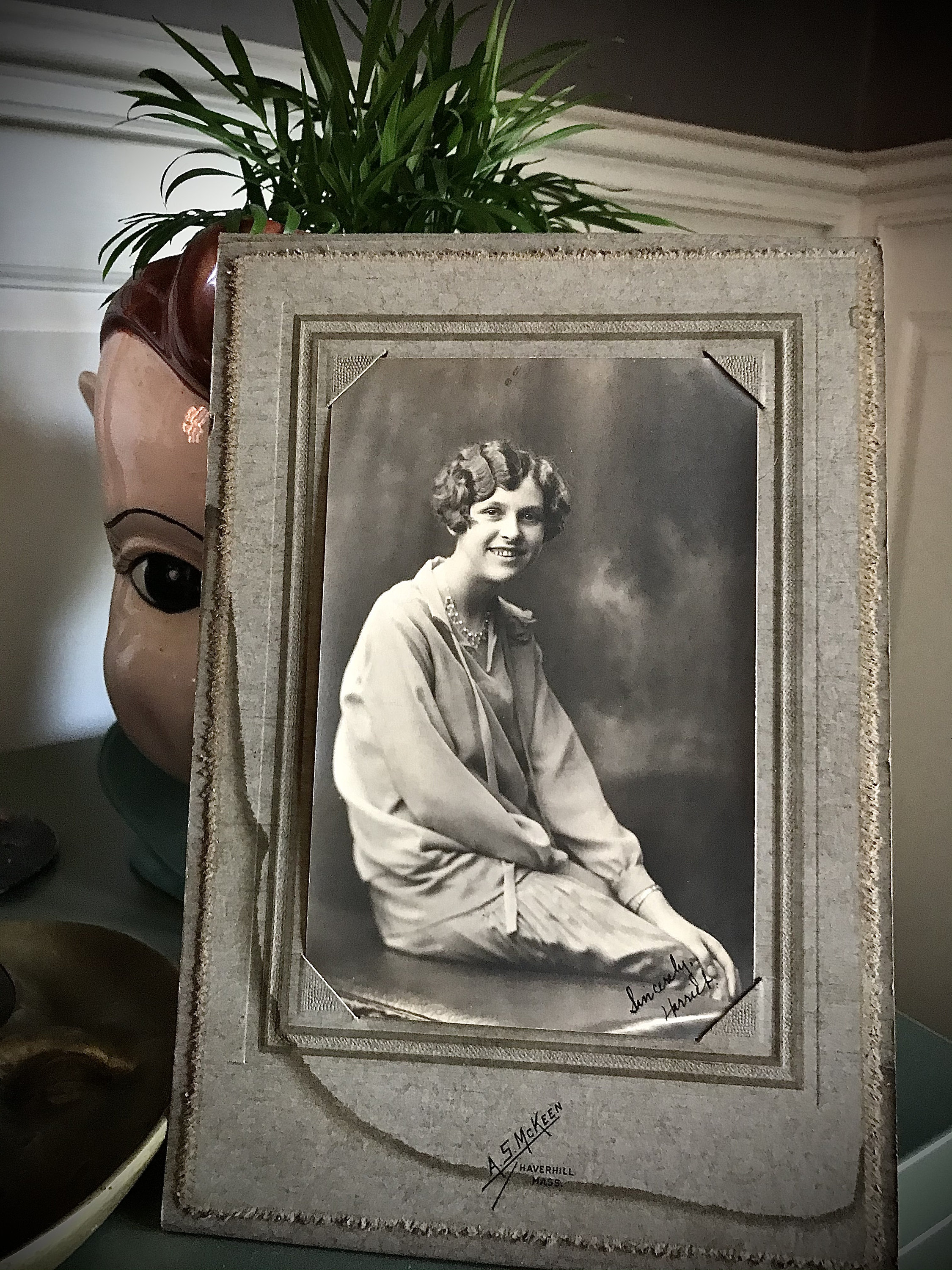Antique WWI Era sincerely Harriet Portrait of a Woman Folding Standing ...