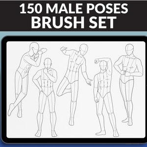 Procreate Male Body Poses Stamps & Brush Set for Fashion Illustration ...