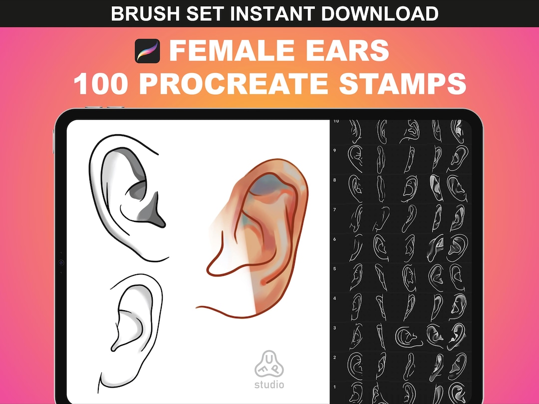 100 Procreate Ear Stamps | Realistic Ear Brush Set for Anime ...