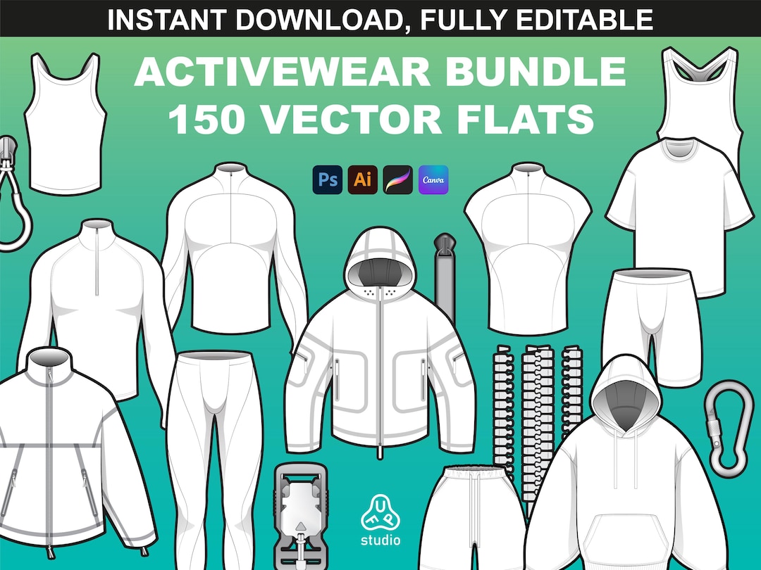 Activewear Mockups Bundle & Tech Pack Templates for Streetwear and ...