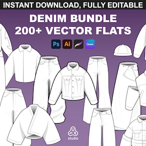 Denim Streetwear Mockups Bundle for Clothing Tech Packs. 200+ Vector ...