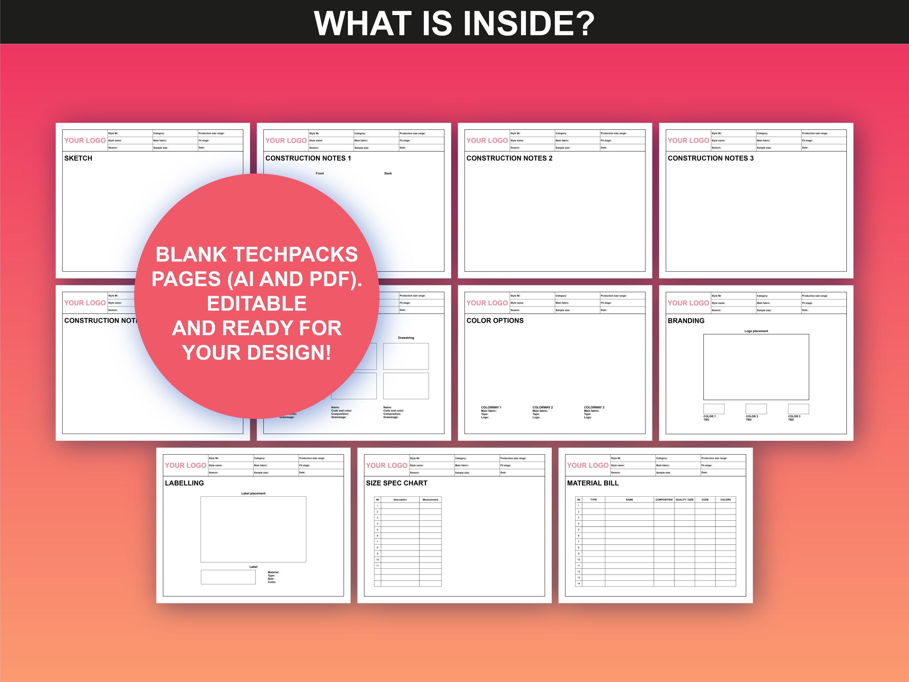Streetwear Tech Pack Template DIY Tech Pack Ai. PDF Sweatpants Tech ...