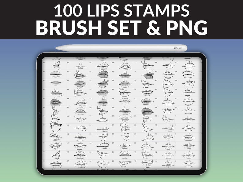 100 Procreate Lip Stamps | Male Lip Brush Set for Anime & Procreate ...