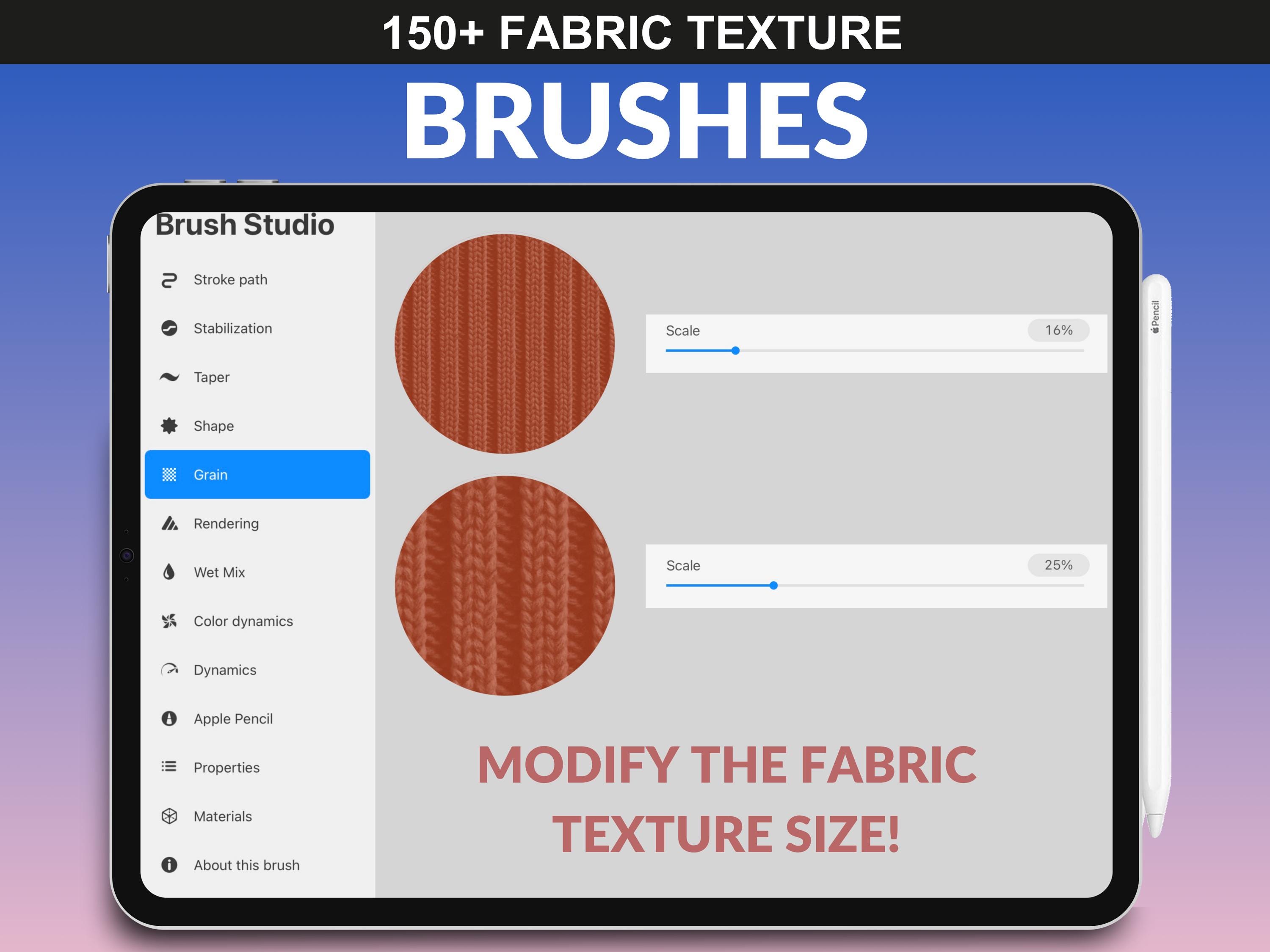 150 Procreate Fabric Texture Brushes – Seamless Textile Brushes ...