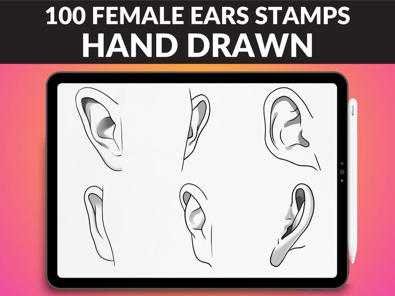 100 Procreate Ear Stamps | Realistic Ear Brush Set for Anime ...