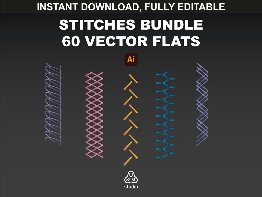 Sewing Stitches Brush & Vector Bundle for Fashion Designers – 60 ...