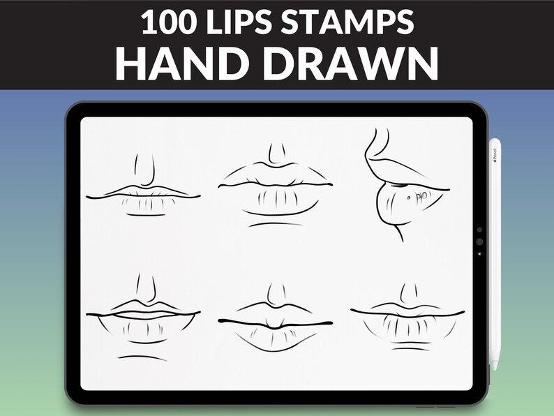 100 Procreate Lip Stamps | Male Lip Brush Set for Anime & Procreate ...