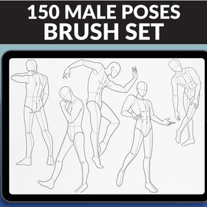 Procreate Male Body Poses Stamps & Brush Set for Fashion Illustration ...