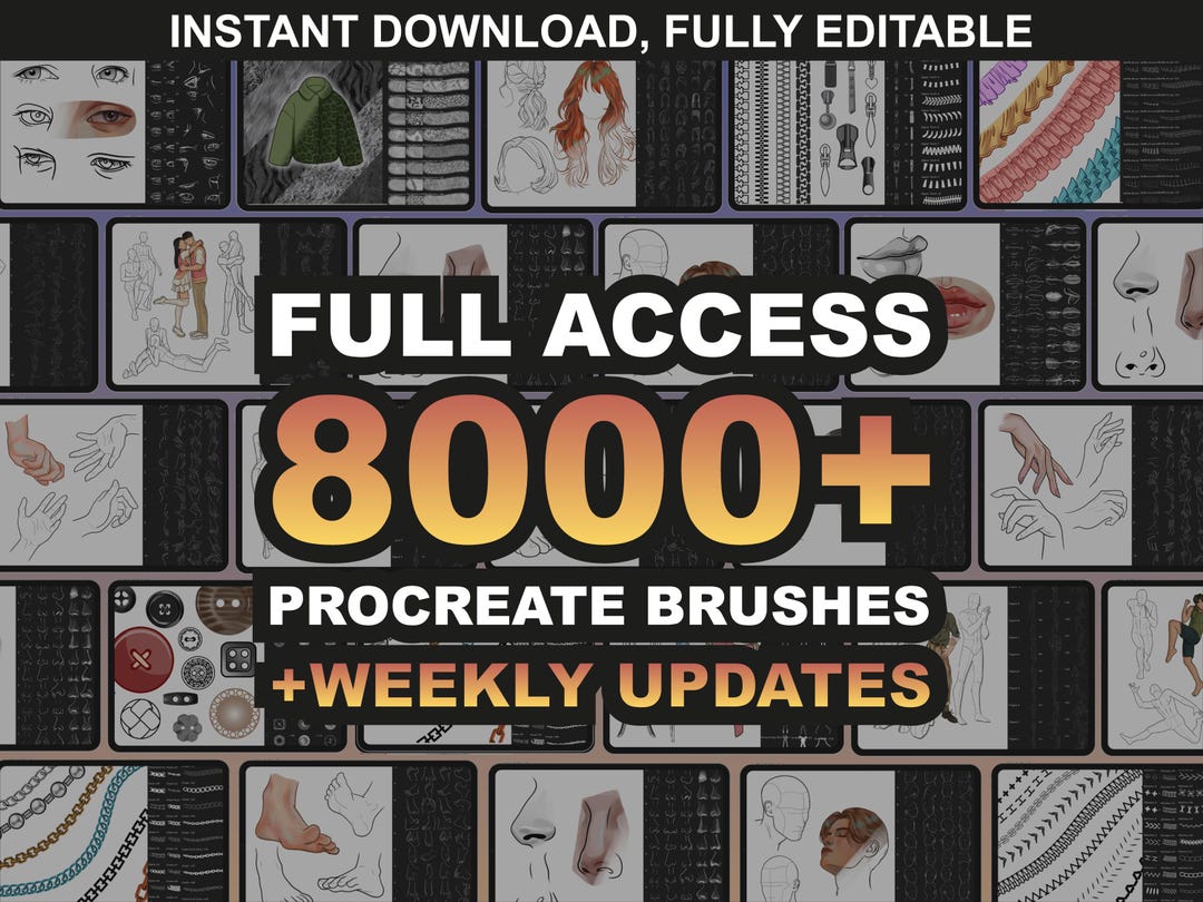 8000 Procreate Brushes – Lifetime Full Access Procreate Brush Set With ...