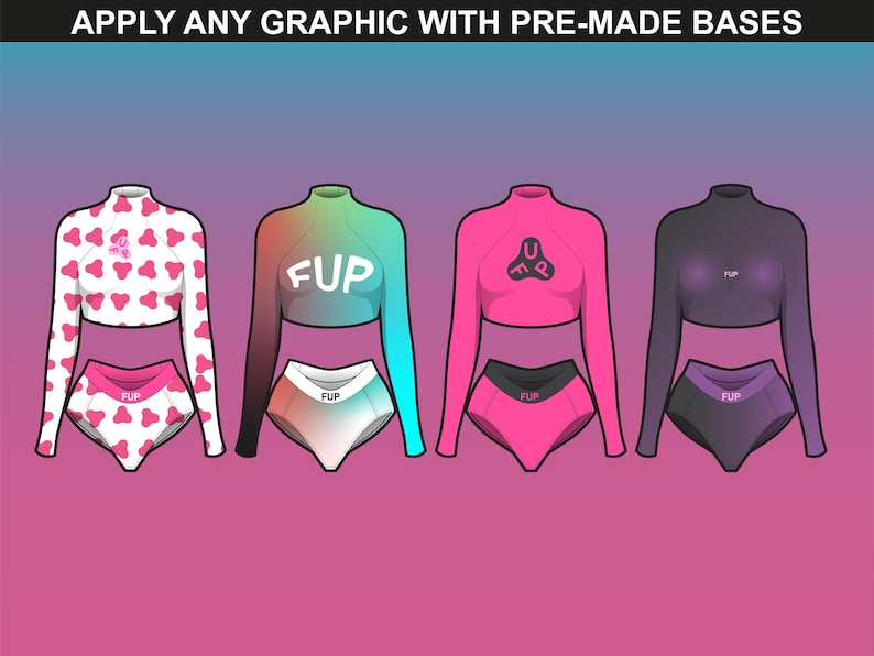 Women's Activewear Vector Mockups Clothing Template Procreate & Adobe ...