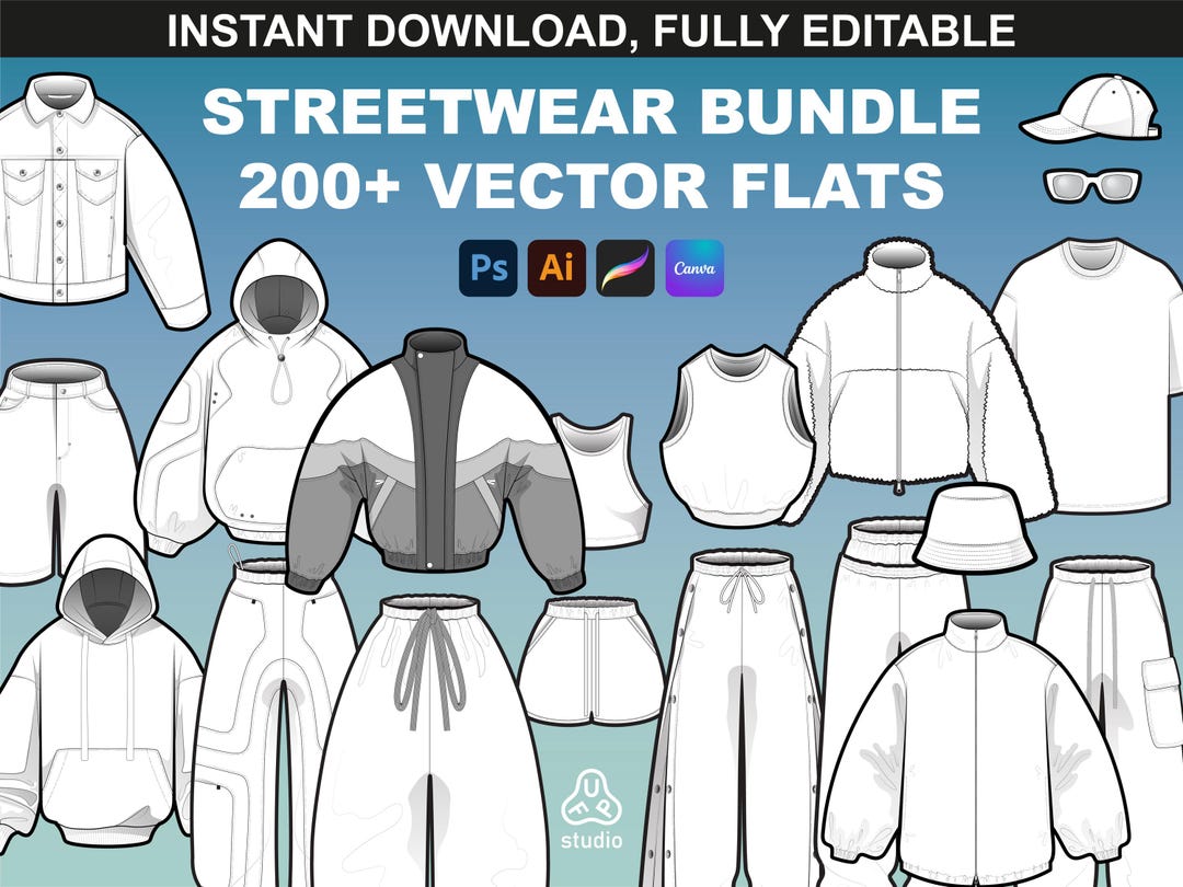 Streetwear Mockups & Fashion Vector Bundle Pack - Fashion Design Tech ...