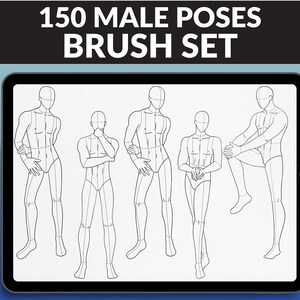 Procreate Male Body Poses Stamps & Brush Set for Fashion Illustration ...