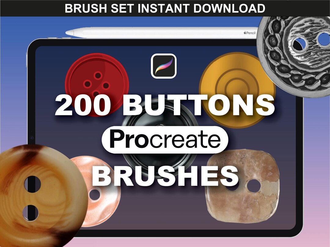 200 Procreate Button Stamps – Procreate Clothing Mockups Buttons ...