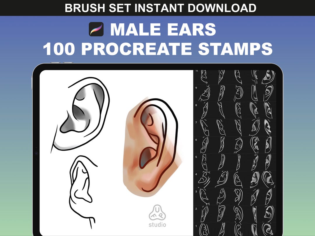 100 Procreate Ear Stamps | Realistic Male Ear Brush Set for Anime ...