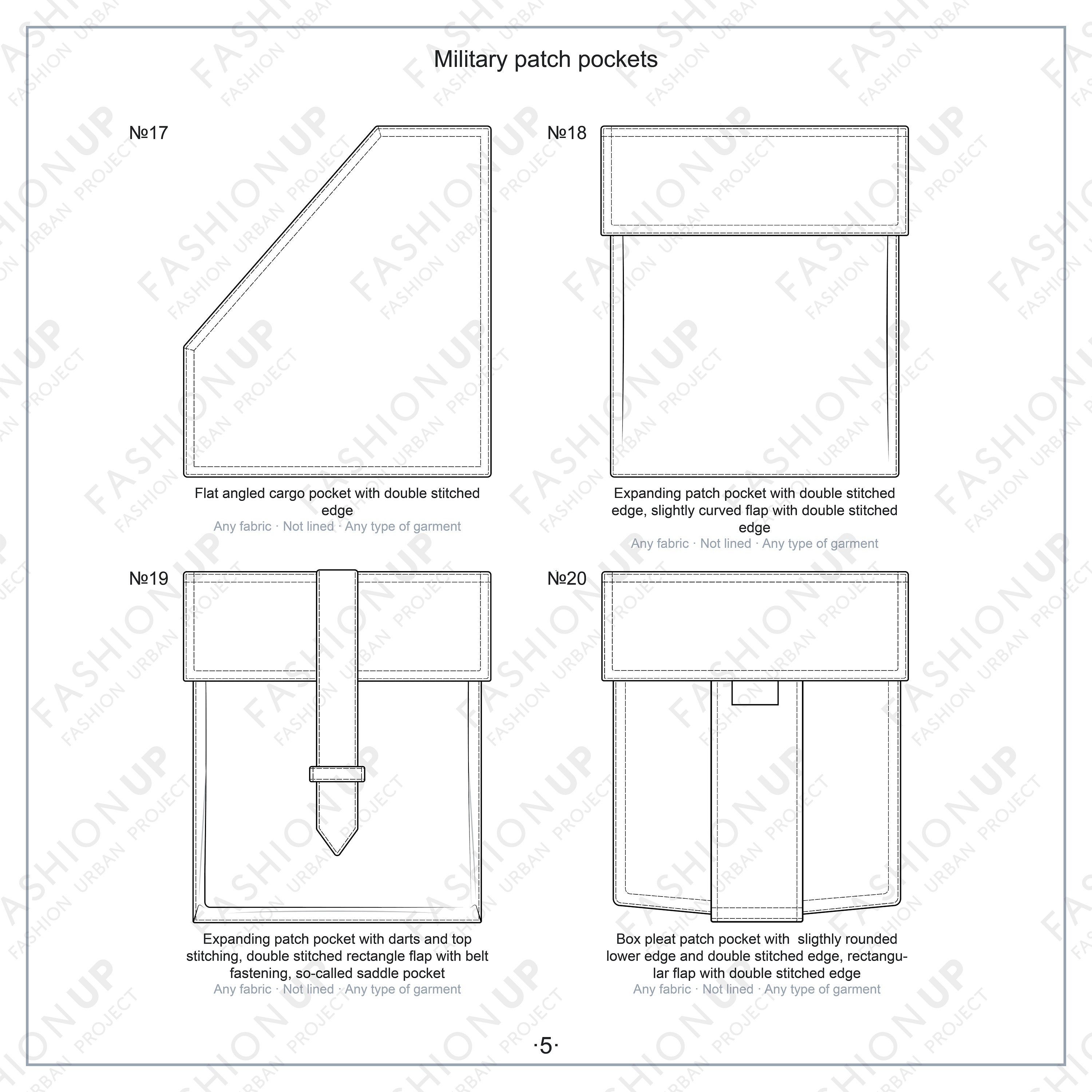 50 Pocket Designs for Fashion Illustrator Vector Patterns, Tailoring ...