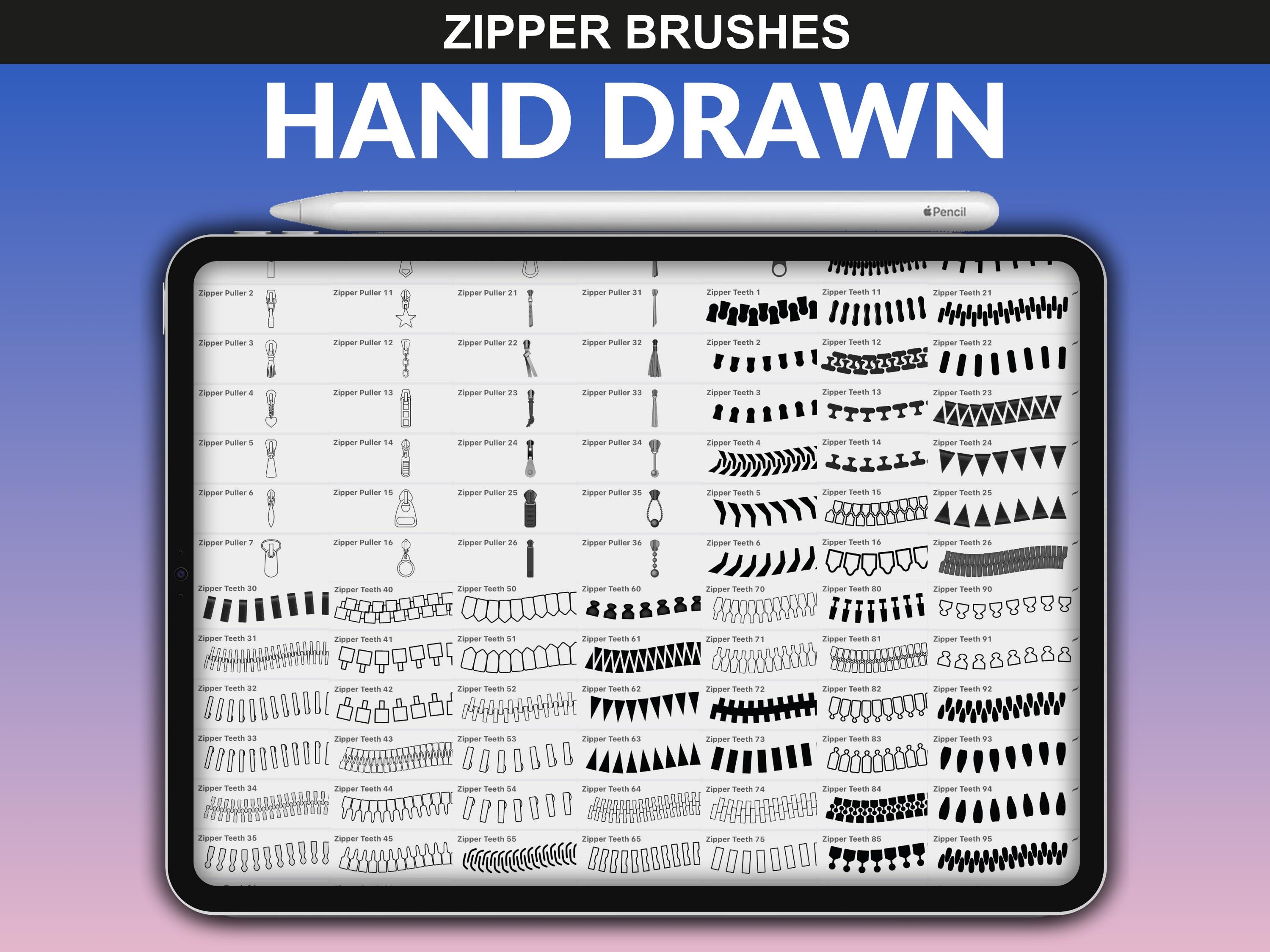 150 Procreate Zipper Brushes – Procreate Zipper Pull Stamps + 49 Zipper ...