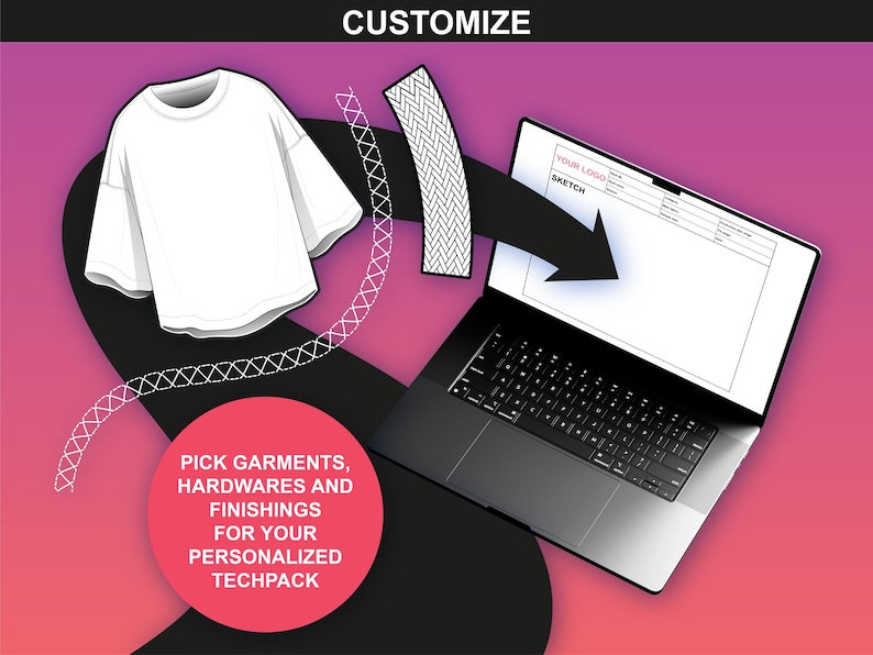 T-shirt Tech Pack Template, Fully Editable in Adobe Illustrator ...