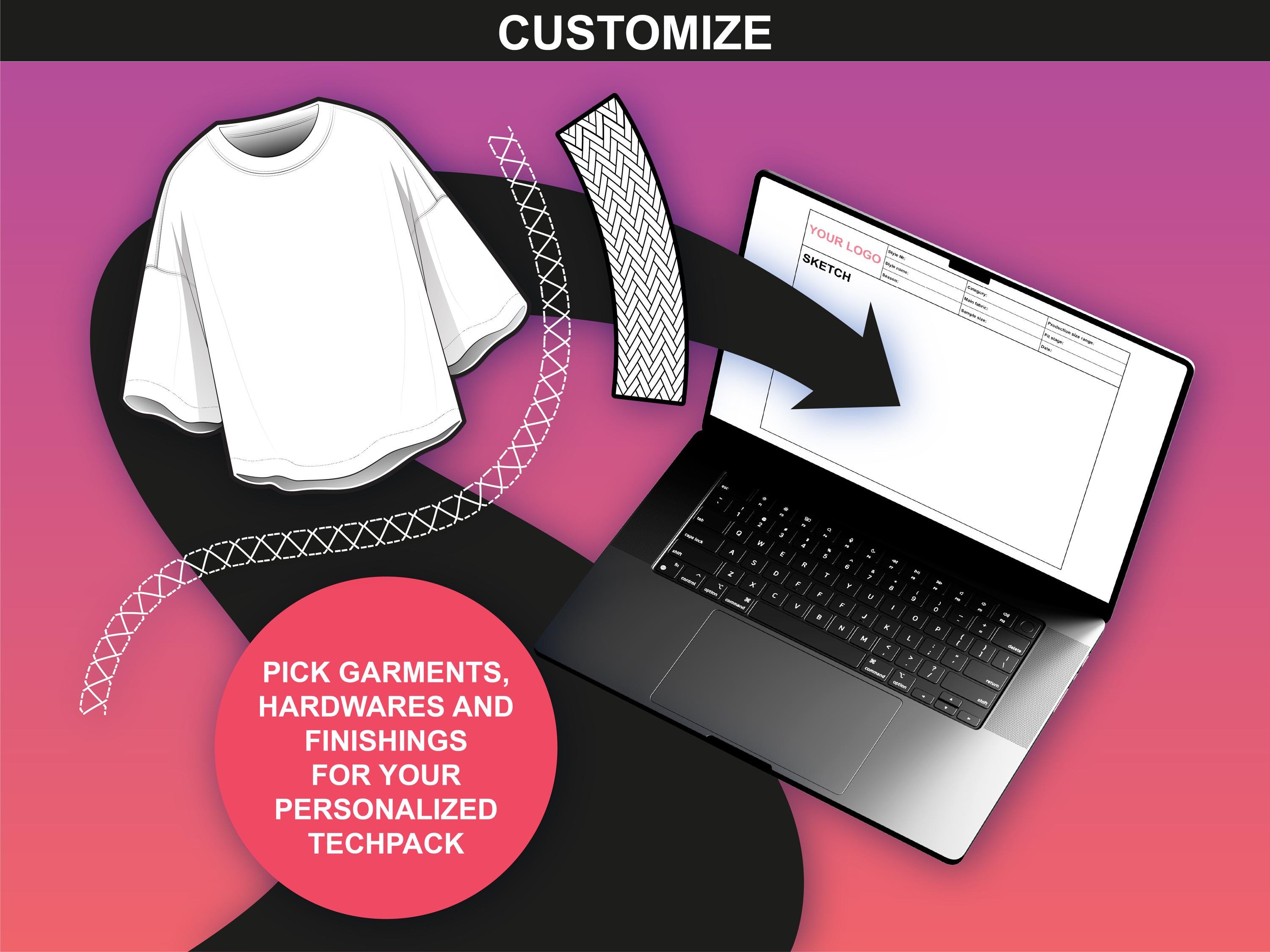 T-shirt Tech Pack Template, Fully Editable in Adobe Illustrator ...