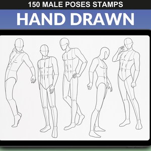 Procreate Male Body Poses Stamps & Brush Set for Fashion Illustration ...