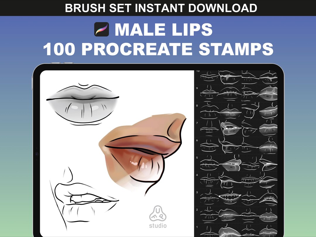 100 Procreate Lip Stamps | Male Lip Brush Set for Anime & Procreate ...