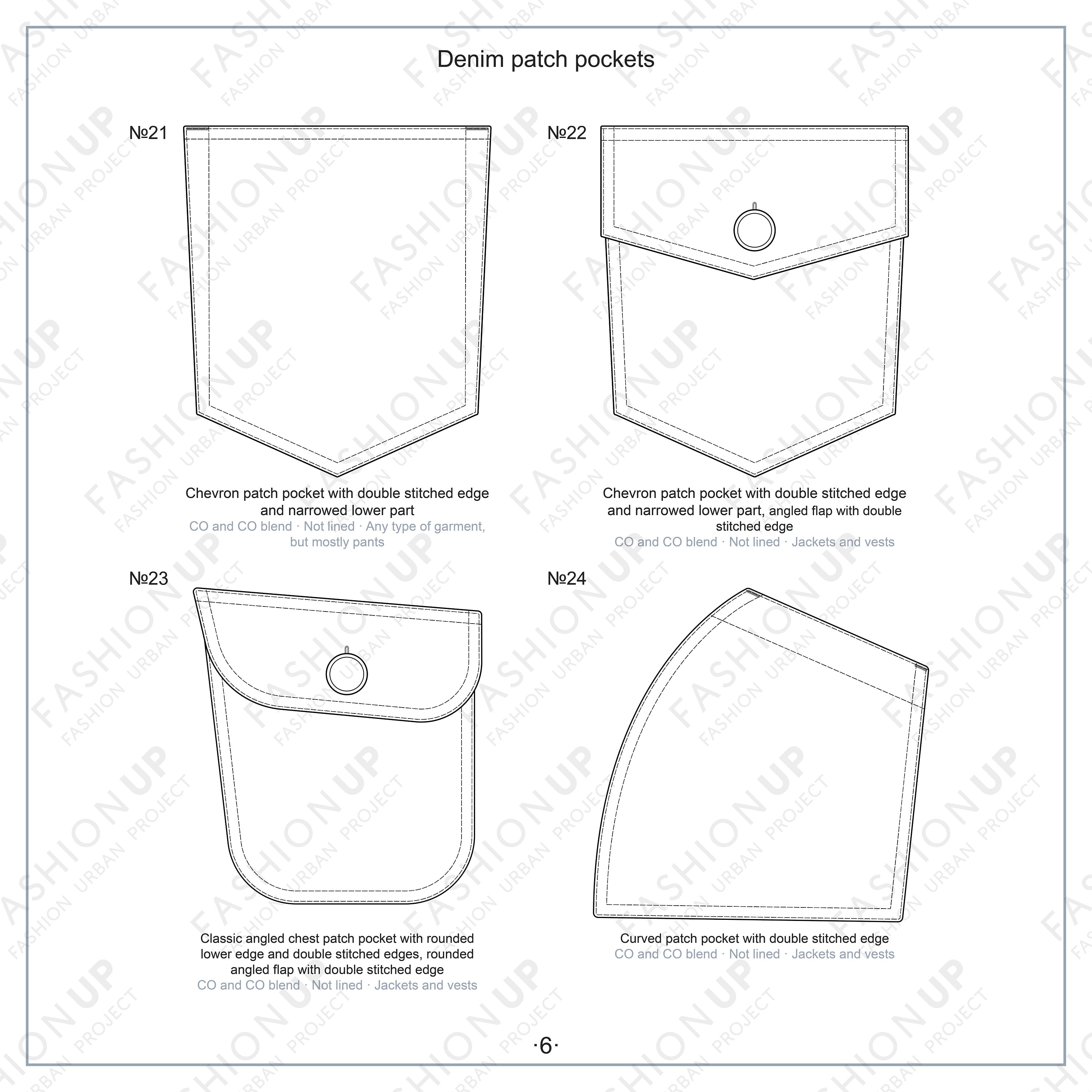 50 Pocket Designs for Fashion Illustrator Vector Patterns, Tailoring ...