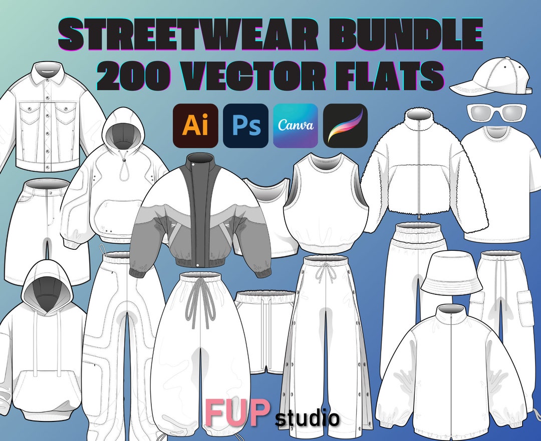 Streetwear Mockups & Fashion Vector Bundle Pack - Fashion Design Tech ...
