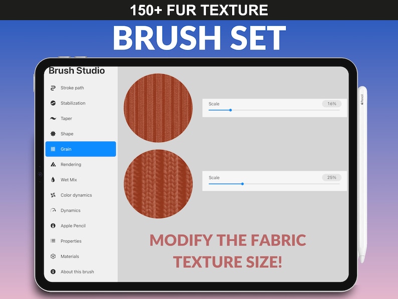 150 Procreate Fur Fabric Texture Brushes Textile Brushes Procreate ...
