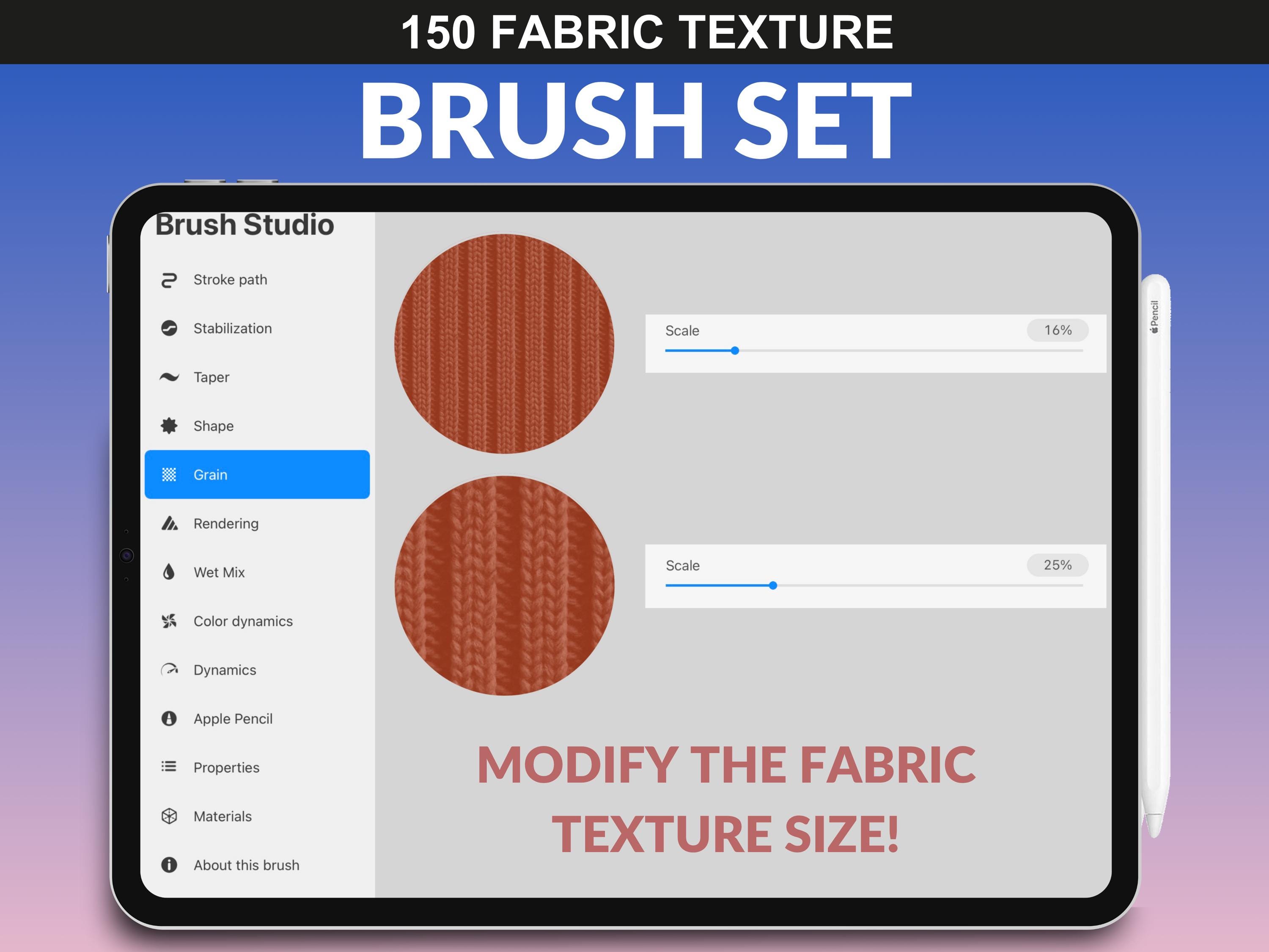 150 Procreate Fabric Texture Brushes. Textile Brushes Procreate Clothes ...