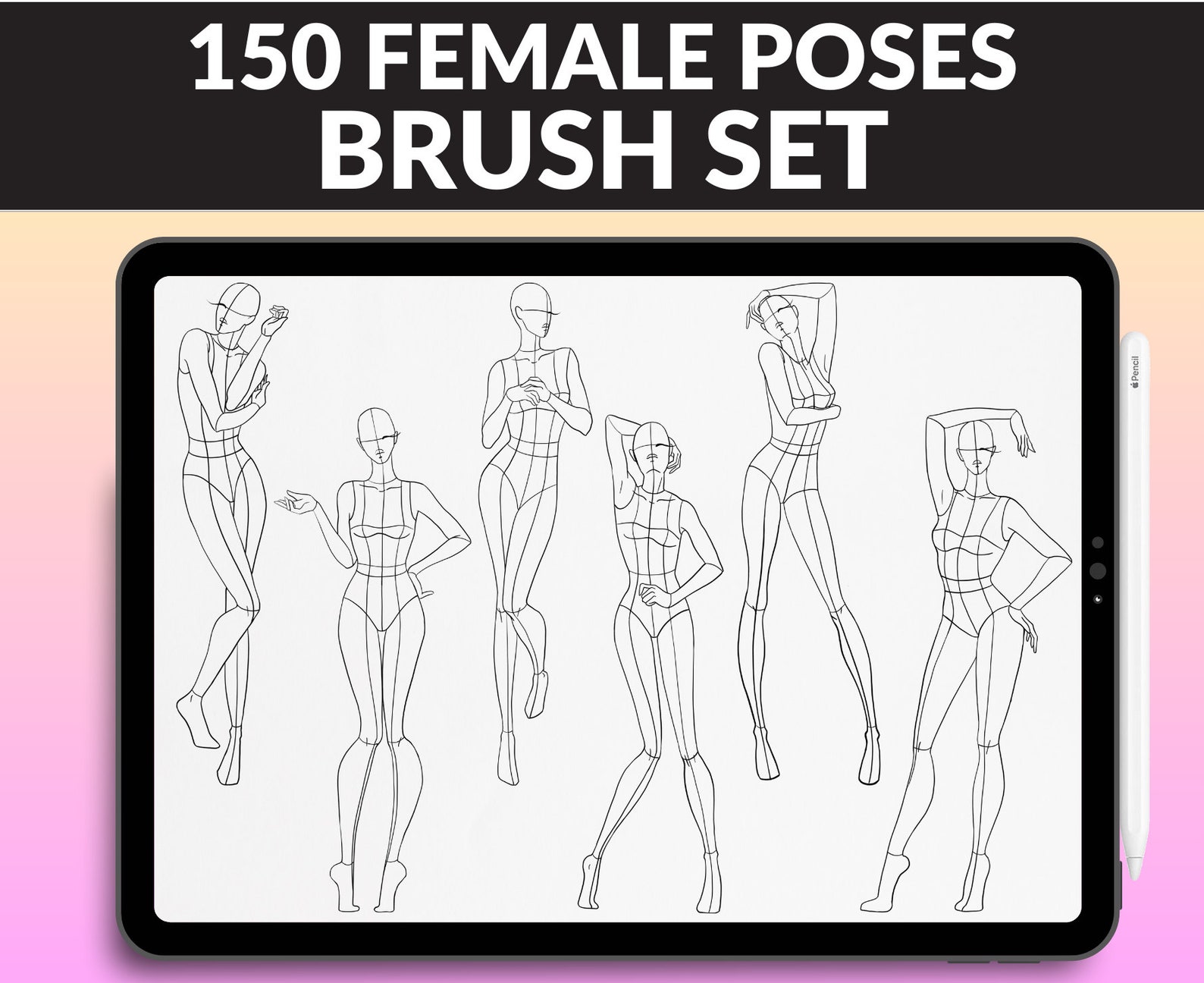 150 Female Body Pose Procreate Brushes Procreate Fashion Pose Procreate ...