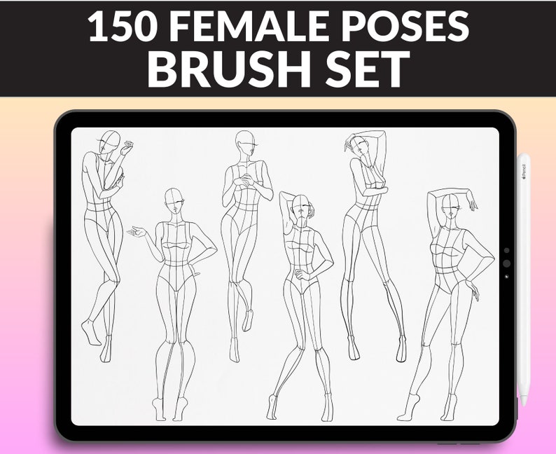 150 Female Body Pose Procreate Brush Body Pose Stamps Woman Body Female ...