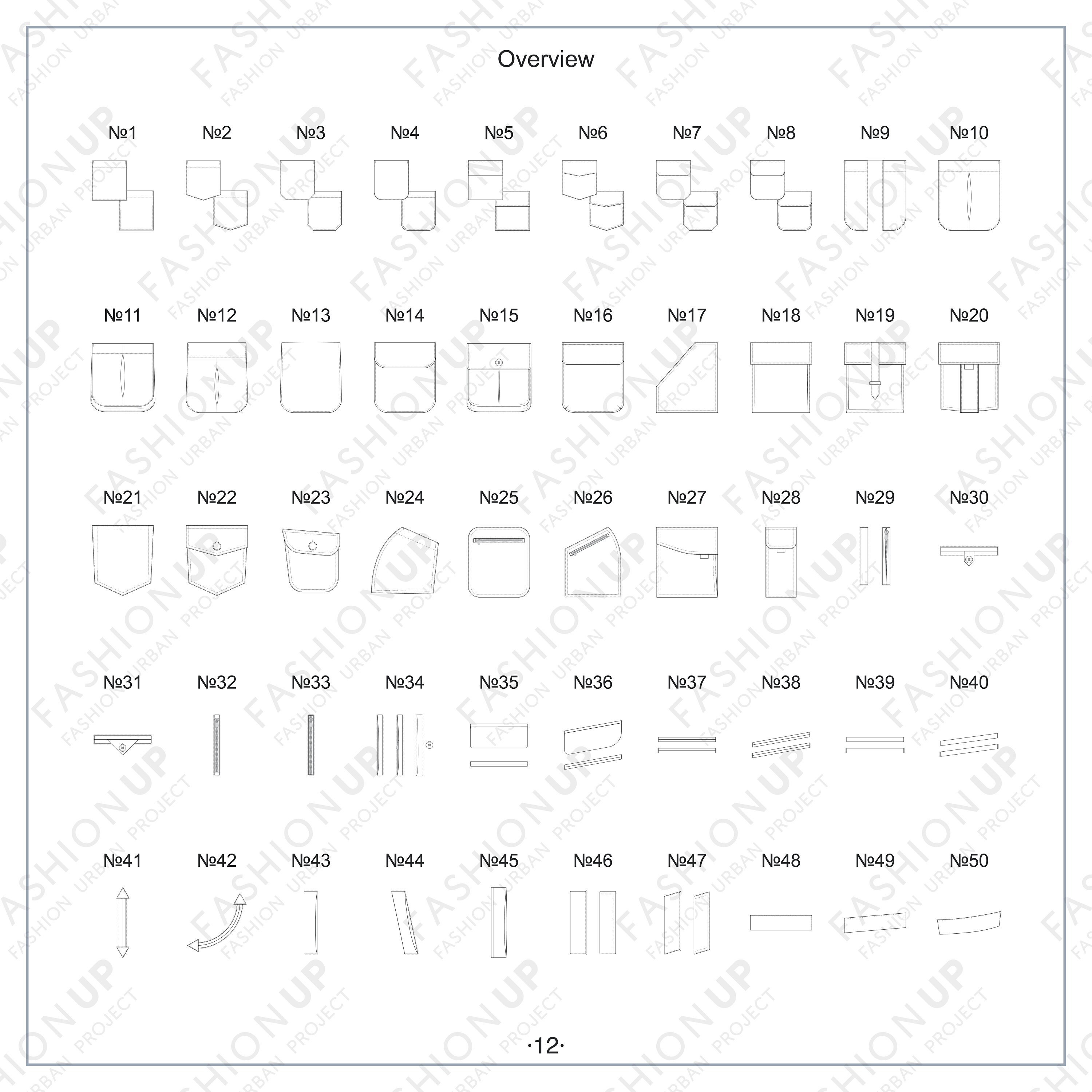 50 Pocket Designs for Fashion Illustrator Vector Patterns, Tailoring ...