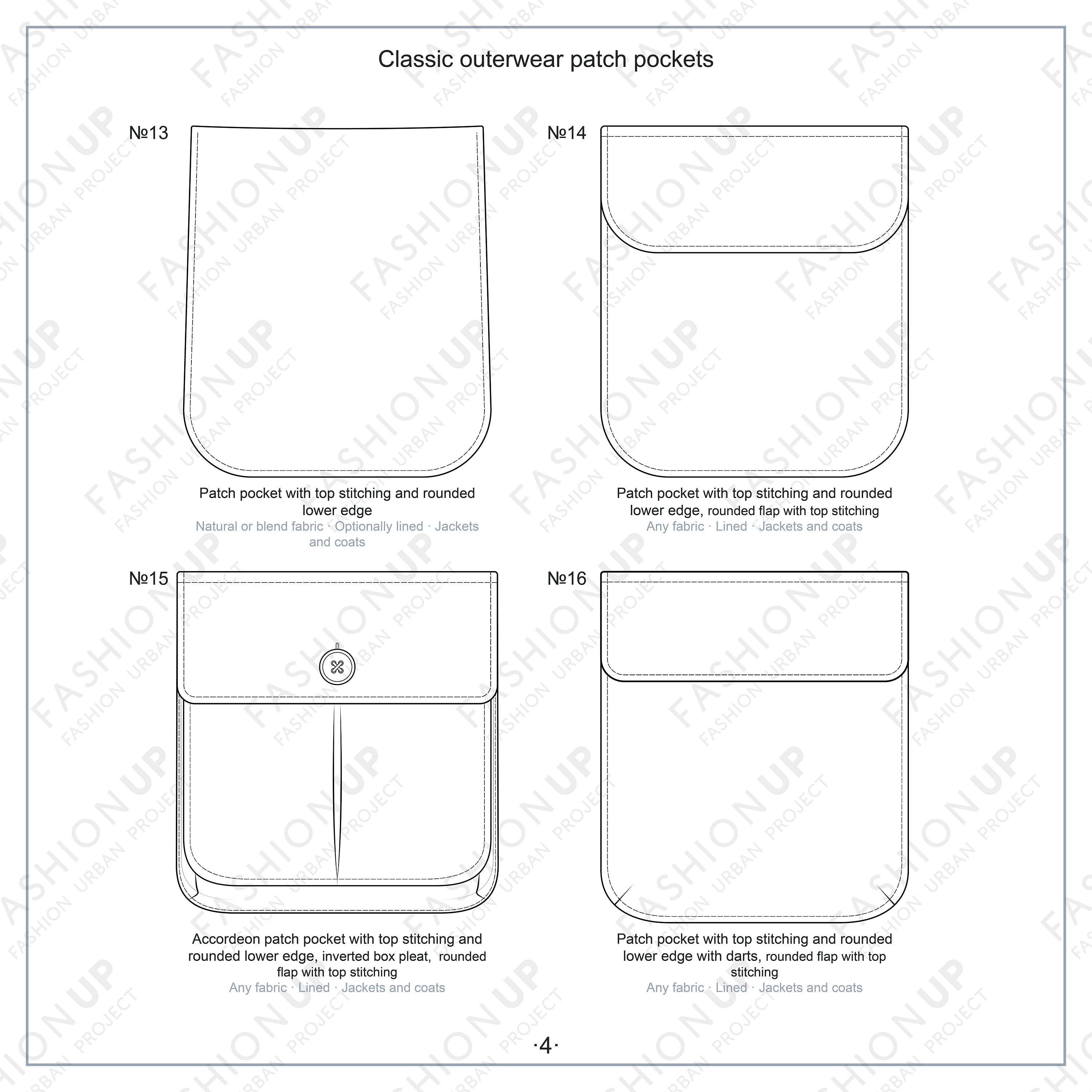 50 Pocket Designs for Fashion Illustrator Vector Patterns, Tailoring ...