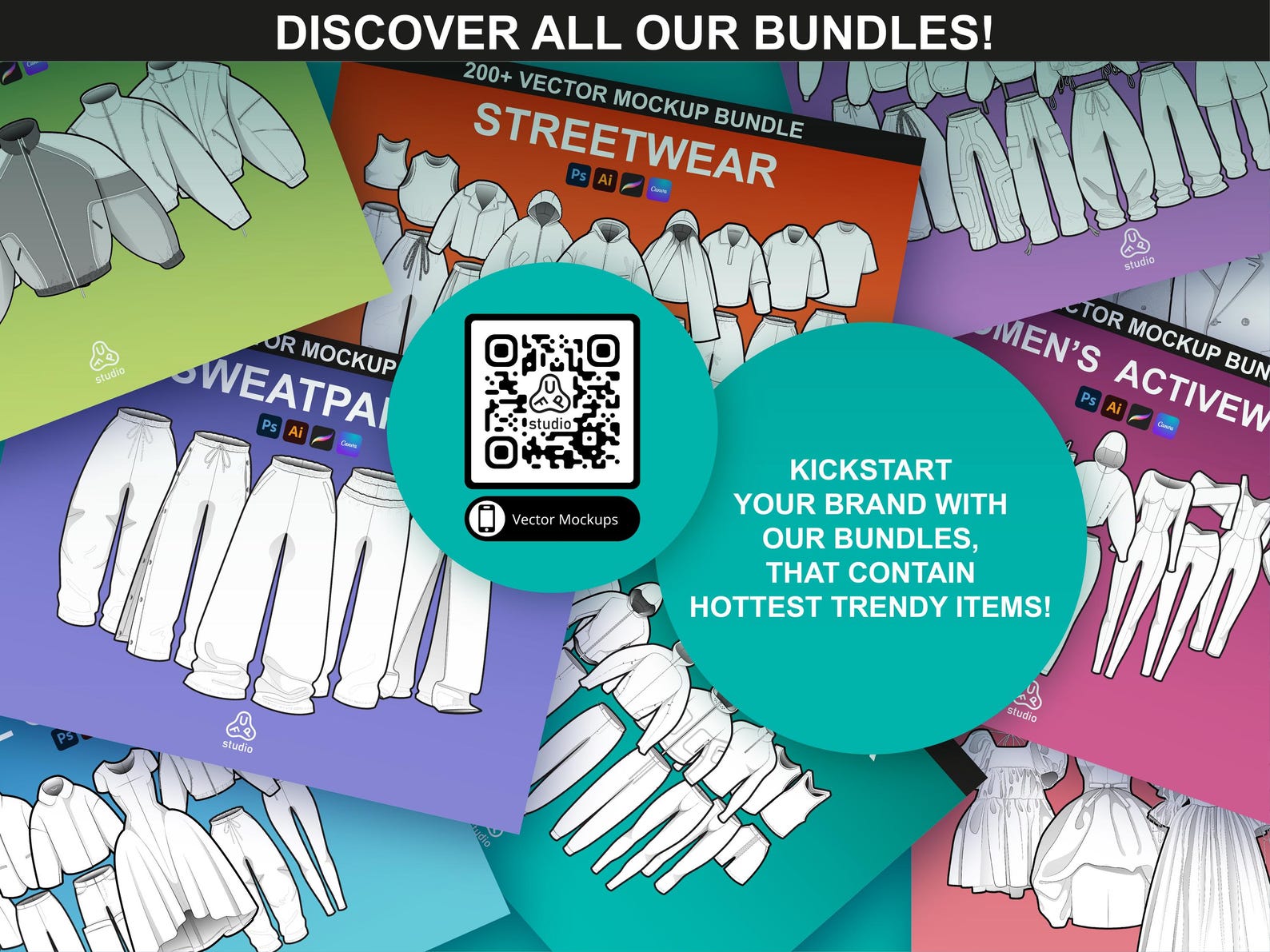 Activewear Mockups Bundle & Tech Pack Templates for Streetwear and ...