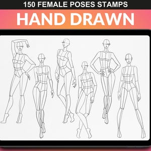 150 Female Body Pose Procreate Brush Body Pose Stamps Woman Body Female ...