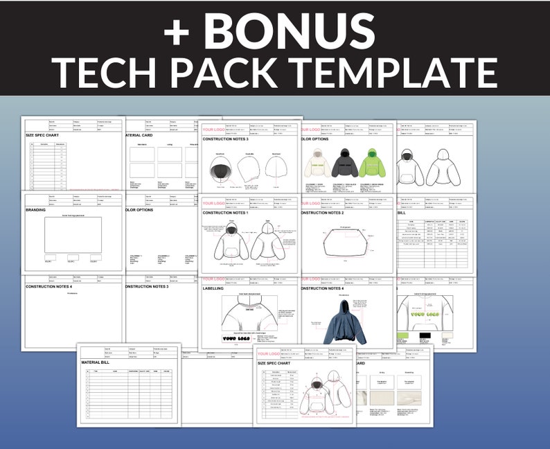 1200 Clothing Mockups Fashion Vector Flats Streetwear Mockups Tech Pack ...