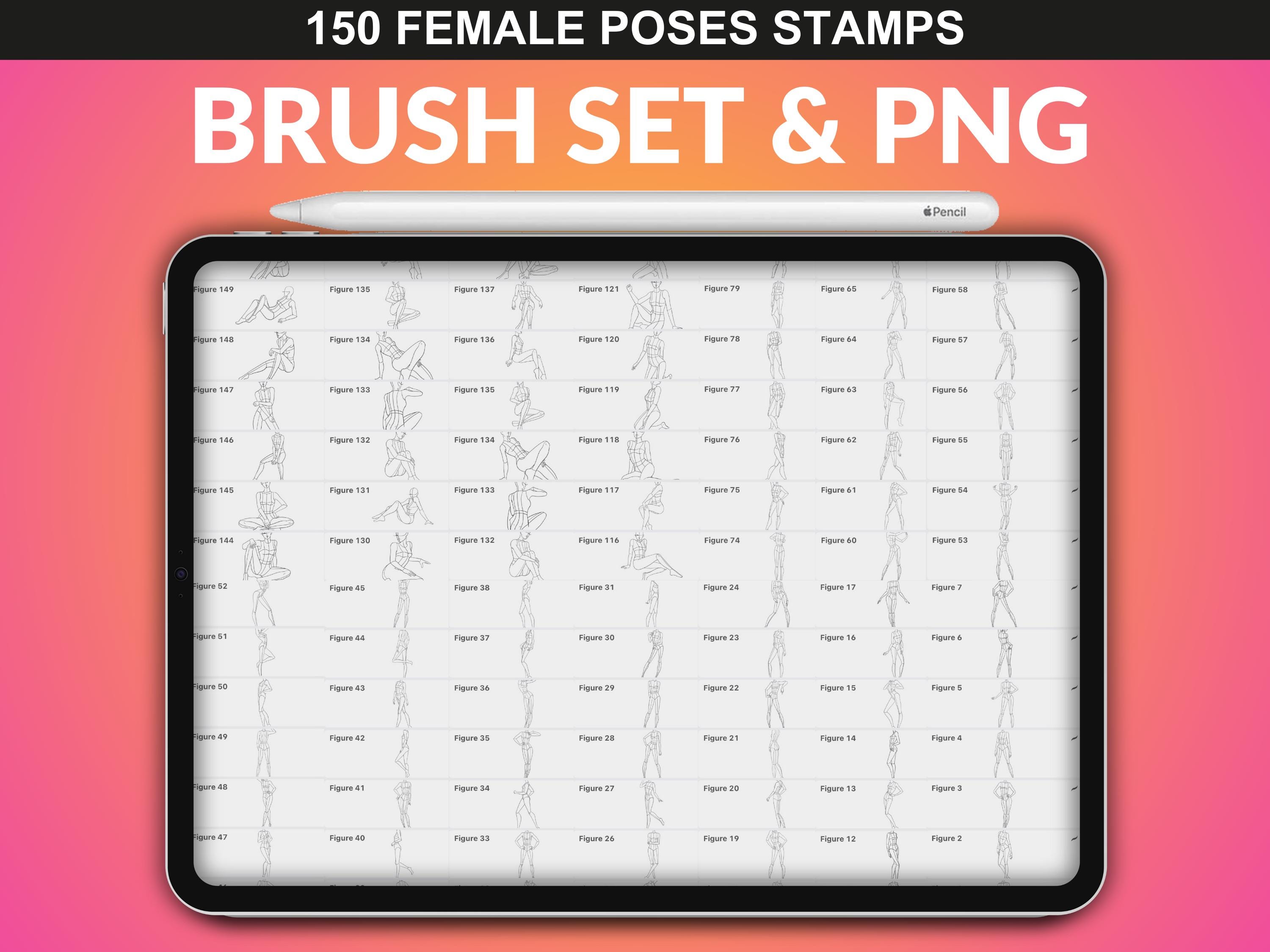 150 Female Body Pose Procreate Brush Body Pose Stamps Woman Body Female ...