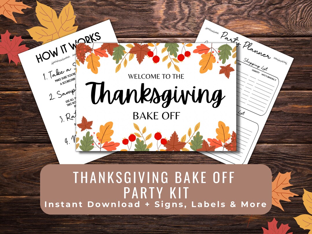 Thanksgiving Bake off Party Kit: Printable Signs & Planner (instant ...