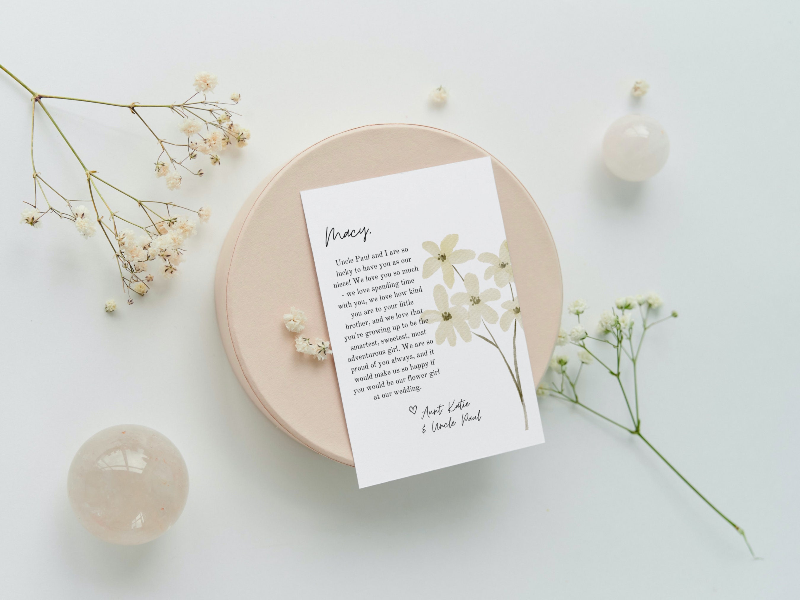 Floral Flower Girl Proposal Card Template: Personalized Wedding ...