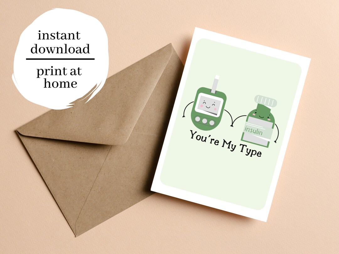 Printable Card T1D Card Type 2 Diabetes Card for Friend - Etsy