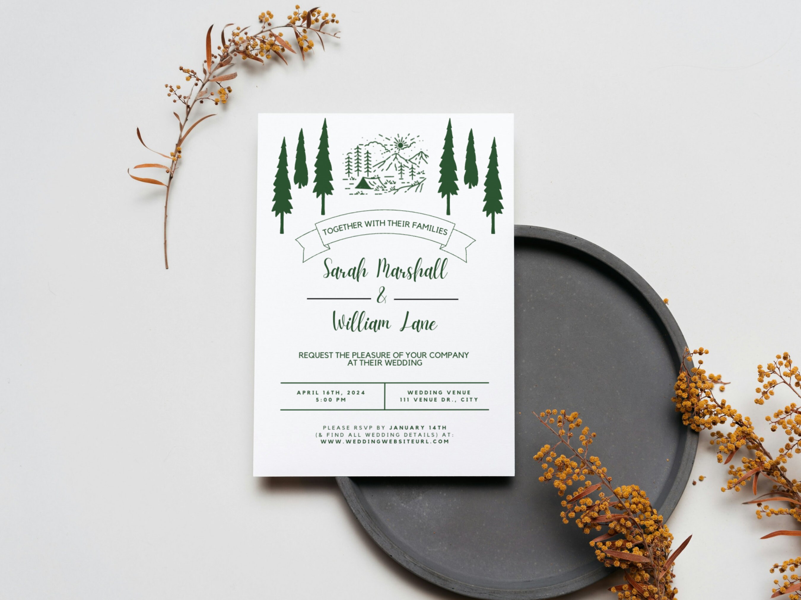 Camp Wedding Invitation Template Set, Printable Wedding Timeline ...