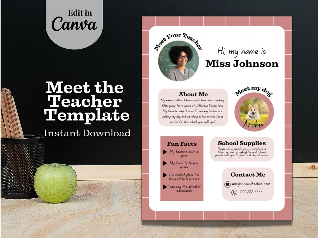 Plantilla Conozca al Maestro I Plantilla Editable de Canva para Maestro ...